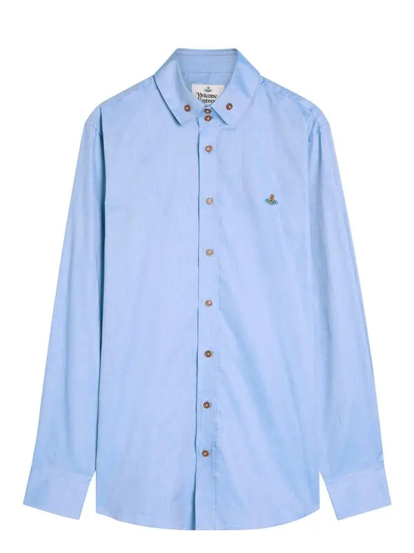 VIVIENNE WESTWOOD Krall Logo-embroidered Cotton Shirt - Blue