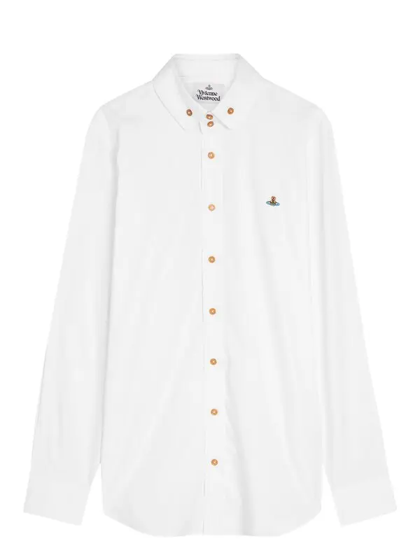 VIVIENNE WESTWOOD Krall Logo-embroidered Cotton Shirt - White
