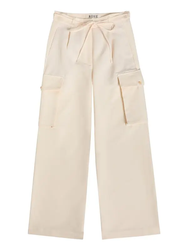 RÓHE Woven Cargo Trousers - Off White