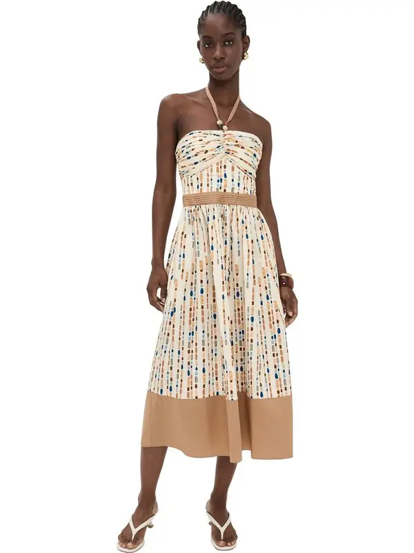 Shoshanna Serene Halterneck Midi Dress - Ivory Multi