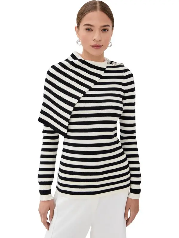 Rabanne Striped Wool Pullover - White/navy