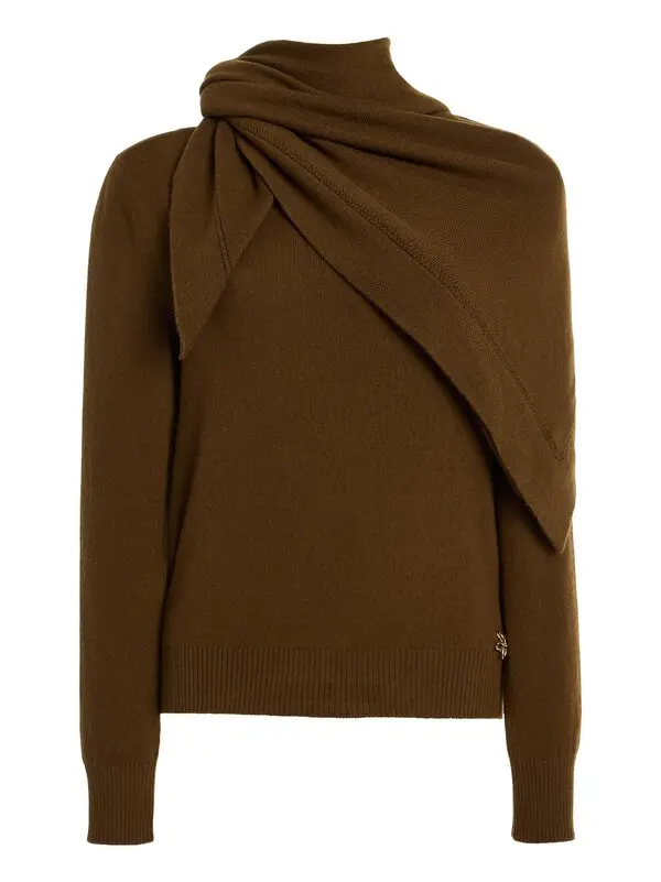 Oscar De La Renta Cashmere Scarf Sweater - Brown