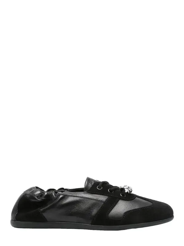 3JUIN Olly Elastic-top Lace-up Flats - Black
