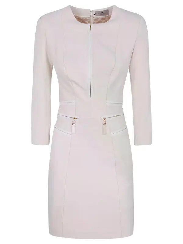 Elisabetta Franchi Zip-trimmed Pocket Midi Dress - White