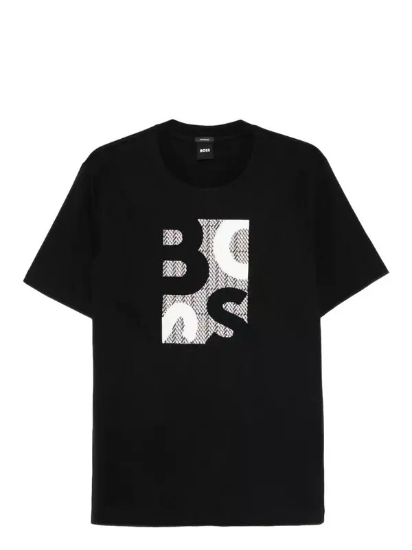 BOSS Logo-detail Cotton T-shirt - Black