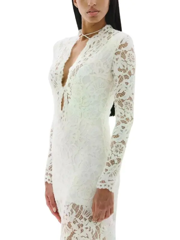 MANURI Lace Long-sleeve Maxi Dress - White