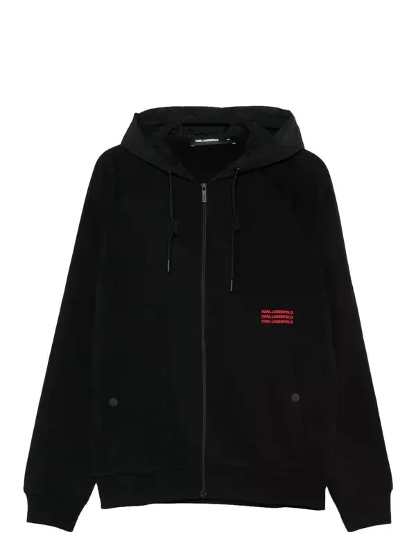 Karl Lagerfeld Hooded Zip-up Jacket - Black