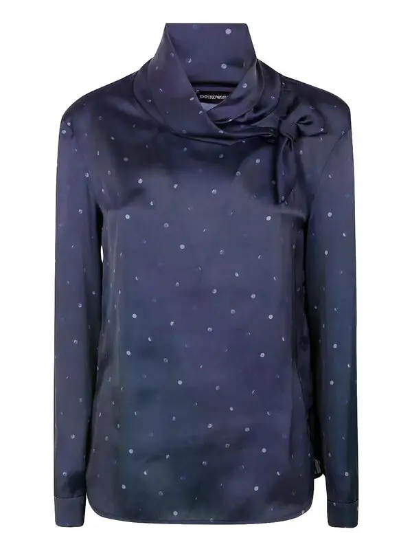Emporio Armani Polka-dot Bow Blouse - Blue