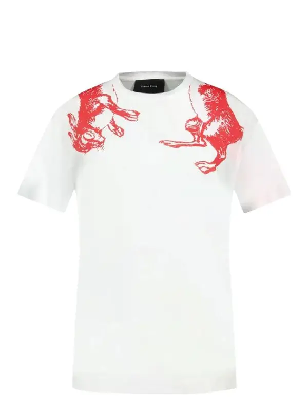 Simone Rocha Cotton T-shirt With Hare Illustration - White