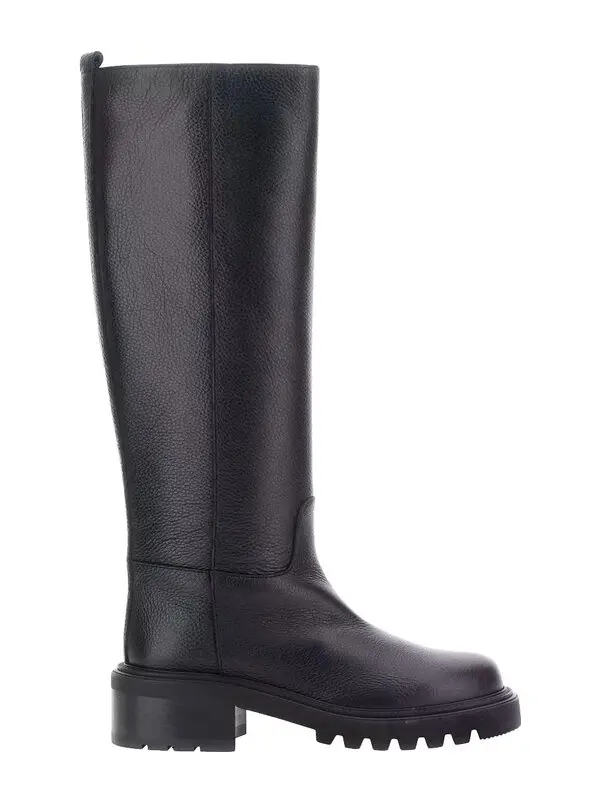 VIA ROMA 15 Leather Knee-length Boots - Black