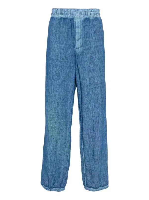 Burberry Straight-leg Linen Trousers - Blue