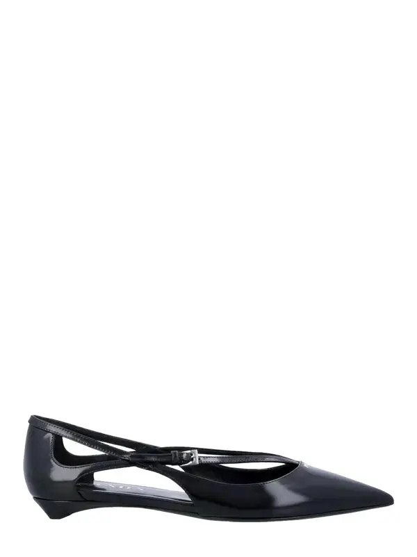 Prada Cut-out Ballerina Shoes - Black