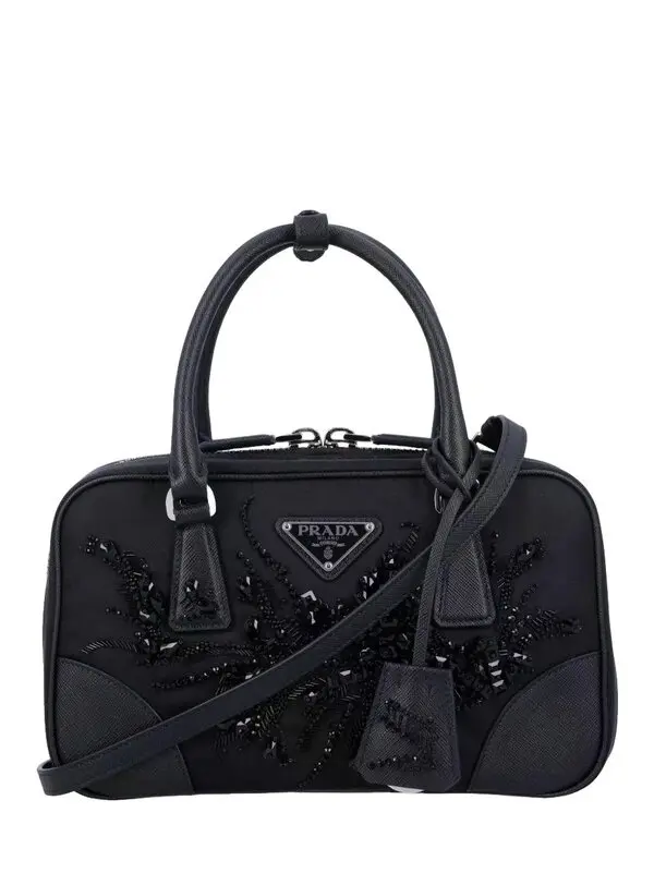 Prada Embroidered Mini Bag - Black