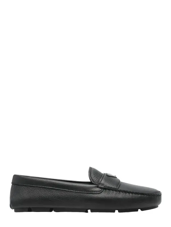 Prada Triangle-logo Leather Loafers - Black