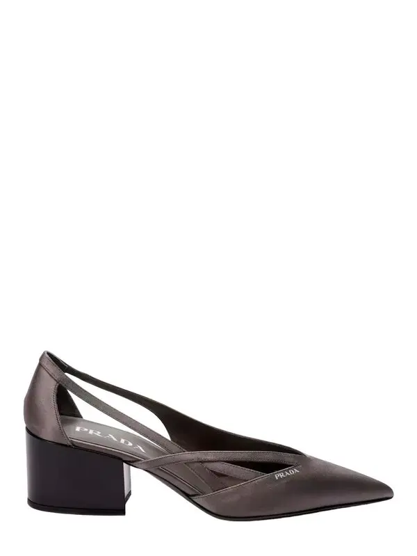 Prada 55mm Satin Cut-out Pumps - Grey
