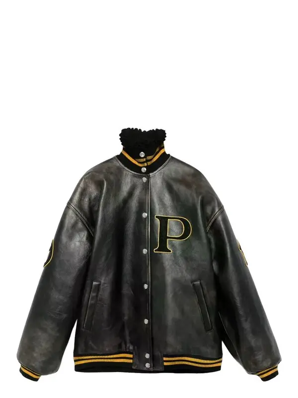 Prada Leather Bomber Jacket - Black