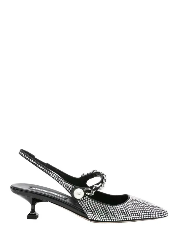 Miu Miu Rhinestone-embellished Pointed-toe Pumps - Black