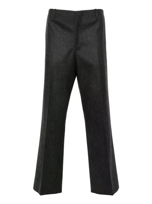 Prada Flannel Wool Straight-leg Trousers - Grey