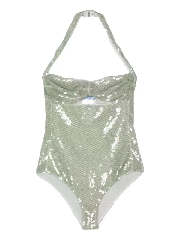 Prada Sequined Tulle Bodysuit - Green