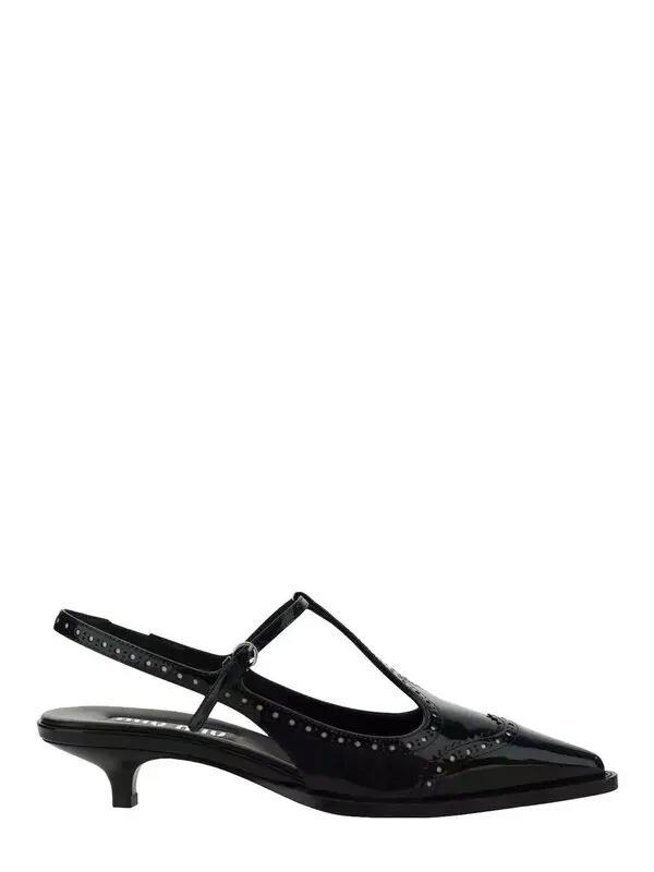 Miu Miu Leather Brogue Slingback Pumps - Black