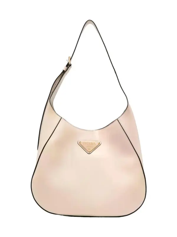 Prada Triangle-logo Leather Shoulder Bag - Neutrals