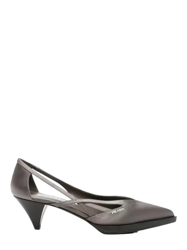 Prada 60mm Satin Cut-out Pumps - Grey