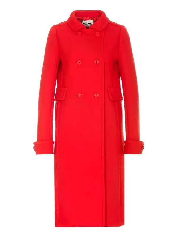 Miu Miu Double-breasted Midi Coat - Red