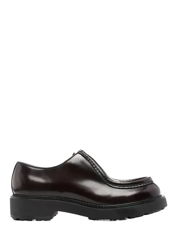 Prada Brushed-leather Derby Shoes - Red