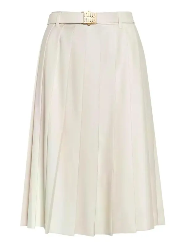 Miu Miu Pleated Midi Skirt - Neutrals