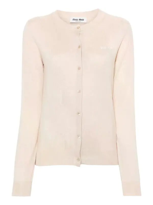 Miu Miu Logo-intarsia Cardigan - Pink
