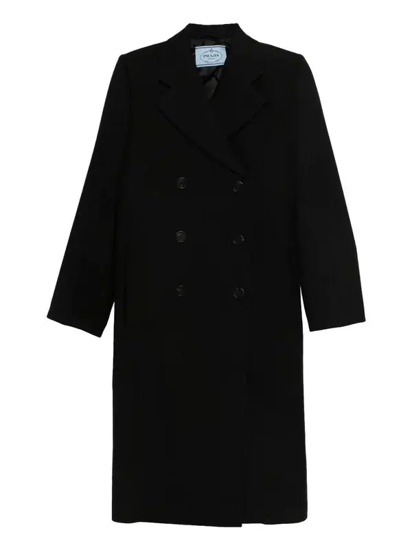 Prada Virgin Wool Mid-length Coat - Black