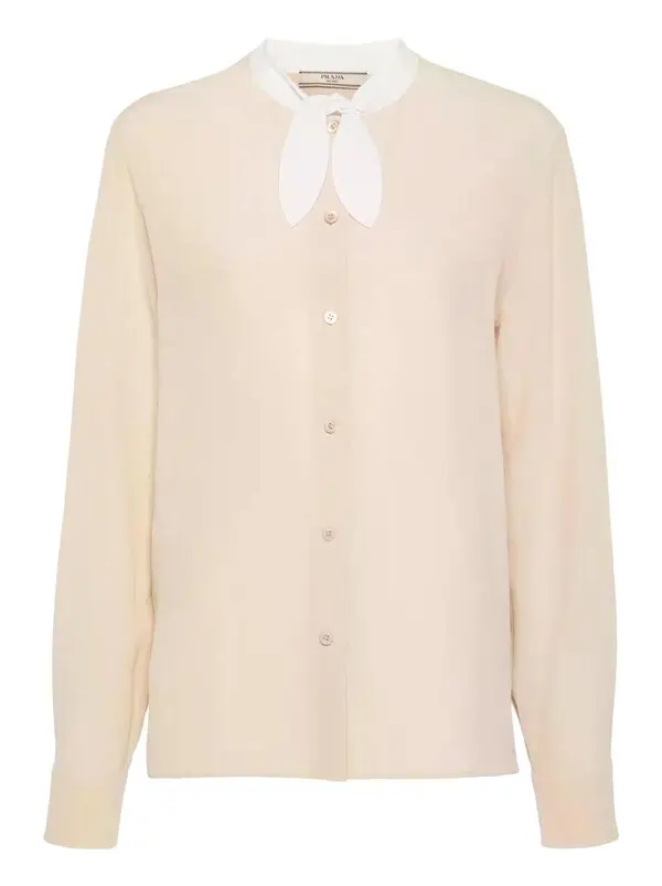 Prada Triangle-logo Crepe Shirt - Neutrals