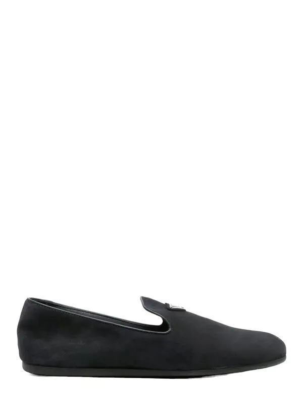 Prada Triangle-logo Suede Loafers - Blue