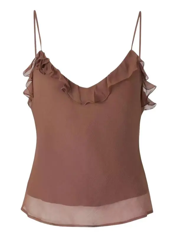 Staud Ruffled Spaghetti-strap Blouse - Brown