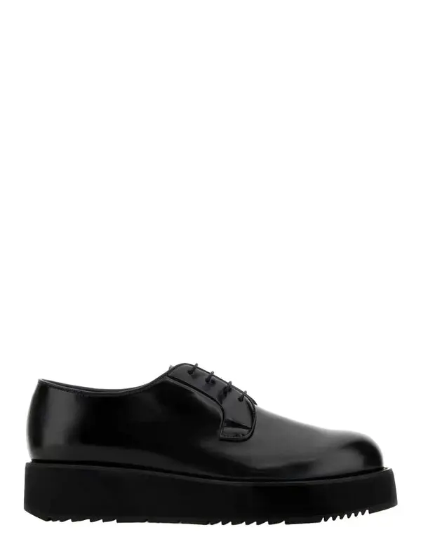 Prada Brushed-leather Derby Shoes - Black