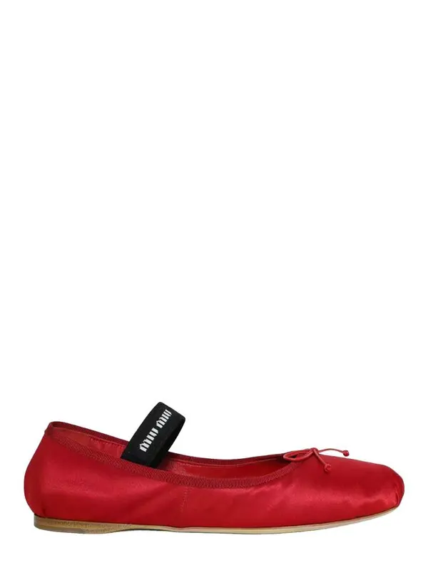 Miu Miu Logo-appliqué Ballerina Shoes - Red