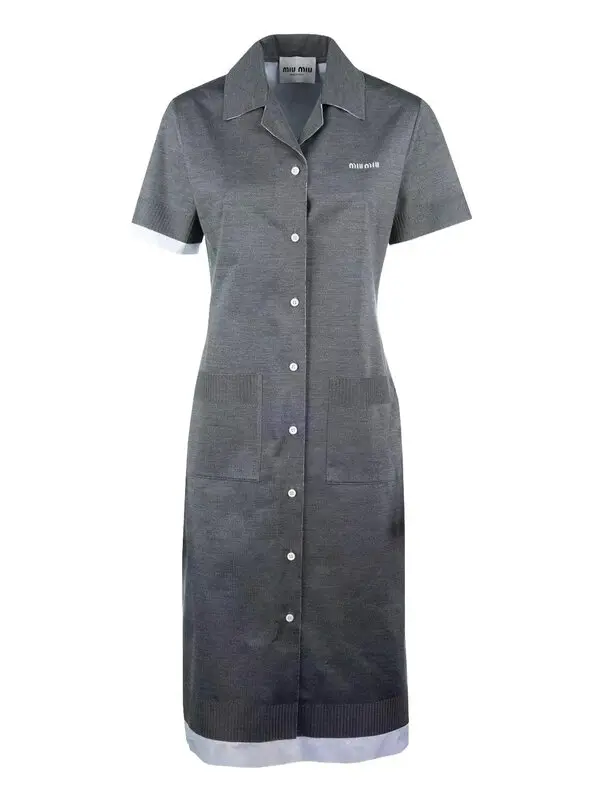 Miu Miu Logo-intarsia Shirtdress - Grey