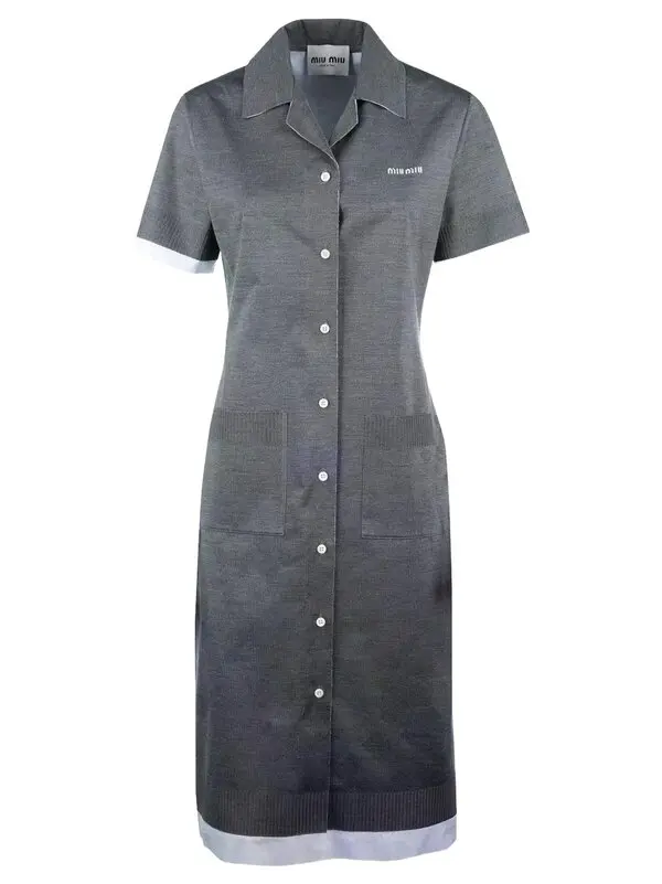 Miu Miu Logo-intarsia Shirtdress - Grey