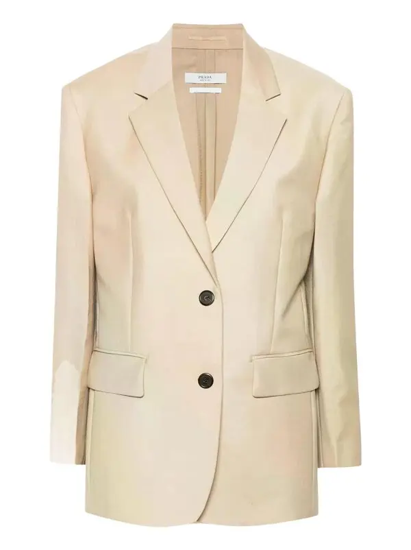 Prada Logo-triangle Single-breasted Blazer - Neutrals