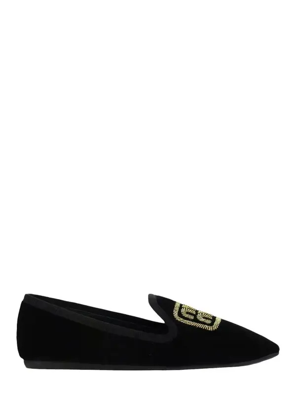 Miu Miu Embroidered Logo Slippers - Black