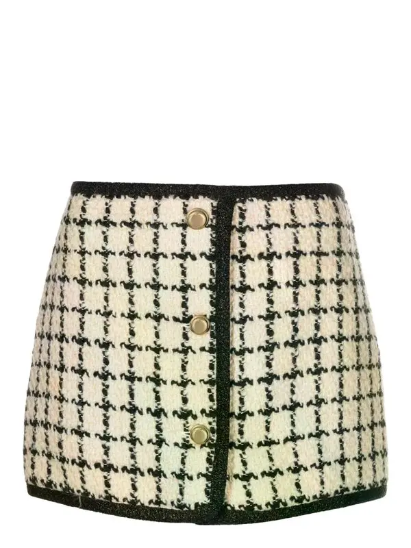 Miu Miu Check-pattern Tweed Miniskirt - White