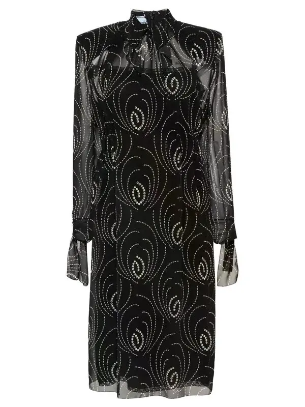 Prada Graphic-print Chiffon Midi Dress - Black