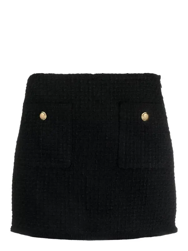 Miu Miu Button-detail Bouclé Miniskirt - Black