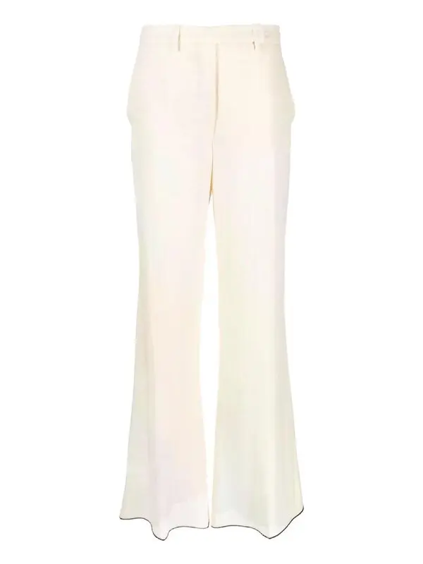 Prada High-waisted Flared Silk Trousers - Neutrals