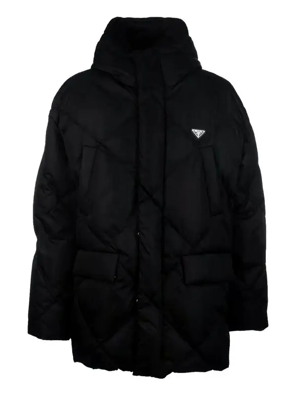 Prada Hooded Quilted Coat - Black