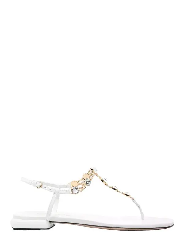 Miu Miu Rhinestone-embellished Thong Sandals - White