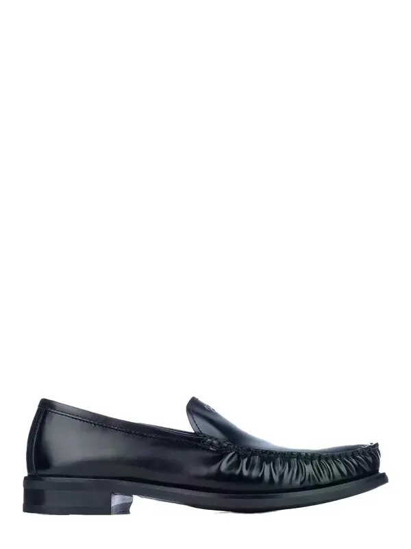 Prada Pleated Leather Loafers - Black