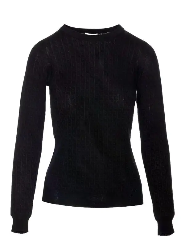 Elisabetta Franchi Logo-pattern Crew-neck Sweater - Black