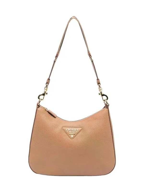Prada Logo-embossed Leather Shoulder Bag - Brown