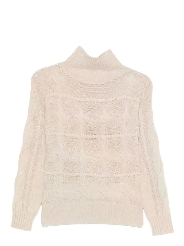 Max Mara Cable-knit Turtleneck Sweater - Neutrals